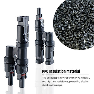 JJN Solar Branch Connectors 2 to 1 Solar Connector Waterproof Solar Y Connector for Parallel Connection Between Solar Panels FMM+MFF(1 Pair)