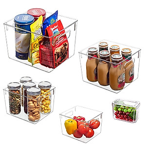 ACIGI Fridge Kitchen refrigerator organizer bins box - Clear Food Storage Baskets for Kitchen, Fridge, Freezer, Cabinets, Countertops, Bedrooms, Stackable Plastic Household Containers, Transparent