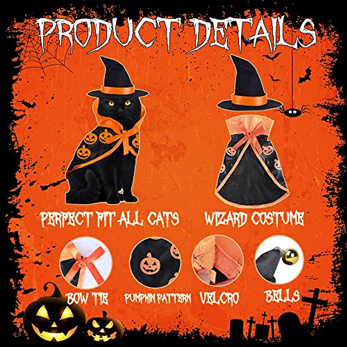 Cat Costume Pet Wizard Clothes Witch Cosplay Cloak for Cats and Puppy