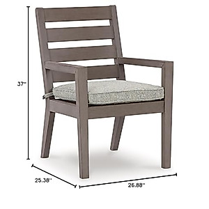 Signature Design by Ashley Hillside Barn Outdoor Dining Arm Chair, Set of 2, 25" W x 27" D x 37" H, Light Brown & Light Gray