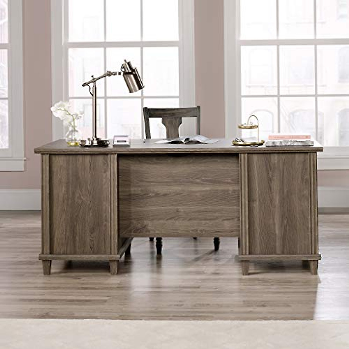 Sauder Hammond Desk, L: 67.56" x W: 29.21" x H: 30.0", Emery Oak Finish