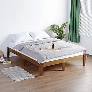 Olee Sleep 14Inch Smart Wood Platform Bed Frame Queen Natural