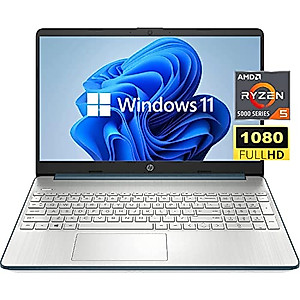 Newest HP 15.6inch FHD Laptop, 6-core AMD Ryzen 5 5500U Processor, 32GB RAM, 1TB SSD, Bluetooth, HDMI, Webcam, Windows 11 Home, Spruce Blue (HP 15 Laptop)