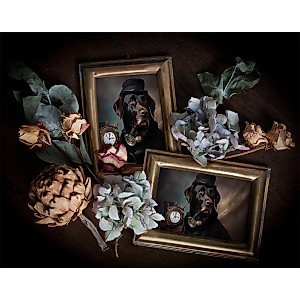 Steampunk Black Labrador, Art Print, Wall Hanging, Animal Poster Picture, Fantasy Anthropomorphic, Curious Arts Gift (8 x 10)