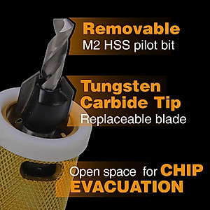 1/8"x3/8" Carbide Tipped Countersink Drill Bits with Low Friction Depth Stop, 1/4" Quick Change Hex Shank Countersink Drill with Replaceable HSS Pilot Drill Bit for Wood, Plastic, Woodworking