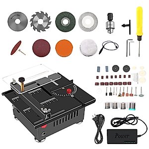 Weytoll Multi-Functional Table Saw,100W Mini Desktop Electric Saw Cutter Speed & Angle Adjustable 16MM Cutting Depth with Blade Flexible Shaft and More Accessories for Wood Plastic Acrylic Cutting