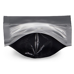 100 Pack 1/8 oz Black Child Resistant 3.75"x6"x2" Stand Up Pouch Smell Proof Bags