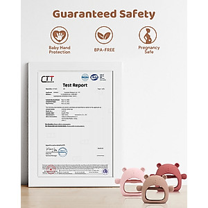 3 Packs Baby Teething Toy Silicone Bear Teething Mitten for Babies Over 3 Months Anti Dropping Wrist Hand Teethers Baby Chew Toys for Sucking Needs, BPA Free (Pink, Brown & Red) (Pink, Coral, Caramel)