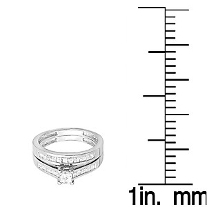 Dazzlingrock Collection 1.00 Carat (ctw) 14K Diamond Bridal Ring Engagement Set Matching Wedding Band 1 CT, White Gold, Size 4.5