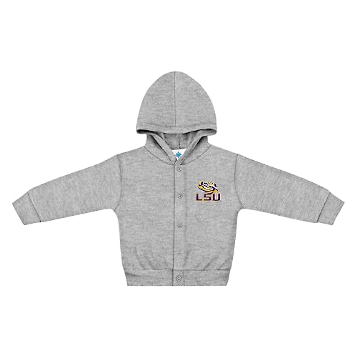 Creative Knitwear College Baby NCAA Officially Licensed Snap Hooded Jacket - LSU Tigers LSU + Tiger Eye Logo - Oxford - 3-6 Months