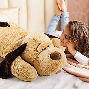 HyDren 55 Inch Giant Puppy Dog Stuffed Animal Large Plush Dog Pillow Soft Stuffed Dog Huge Stuffed Animal Pillow Big Plush Toy for Boys Girls Adults Birthday Holiday Presents