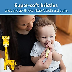 Dr. Brown's Infant-to-Toddler Training Toothbrush Set with Fluoride-Free Baby Toothpaste, Strawberry - Giraffe - 1.4oz - 0-3 years