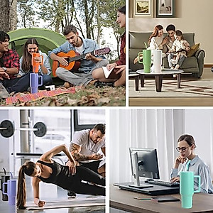 YOUEXPERT 40 oz Tumbler with Handle and Straw Lid，100% leak proof Stainless Steel Tumbler with Lid and Straw Travel Tumblers, Car Mug Outdoor Sports Travel Cup Gift 40oz Tumblers - black