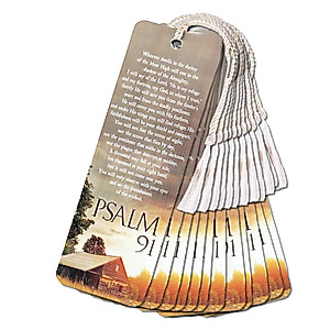 Dicksons Psalm 91 Full Verse Vintage Barn Sunrise Cardstock Tassel Bookmarks Pack of 12