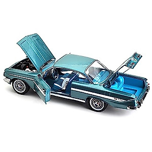 1961 Chevy Impala Sport Coupe Twilight Turquoise Metallic with Turquoise Interior American Collectibles Series 1/18 Diecast Model Car by Sun Star SS-2109