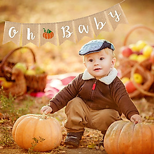 Adurself Oh baby Pumpkin Burlap Banner Welcome Baby Fall Jute Bunting Garland for Autumn Pumpkin Theme Garden Mommy to Be Celebration Supplies Boy Girl Baby Shower Decoration