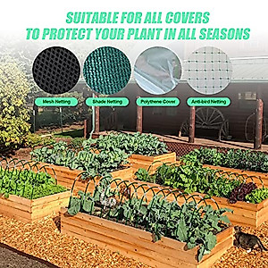 Green Garden Hoops 15 Sets of 6.56 ft Long 75pcs 15.7" with Dia 0.354 in Support Hoops for Garden Stakes,Raised Bed (75)