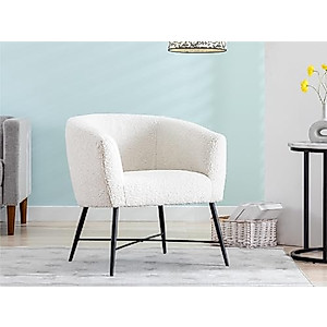 Wycian Comfortable Chair, Boho High Chair Fabric White for Living Room Bedroom Dining Rooms Garden Counter Height Chairs 1PC