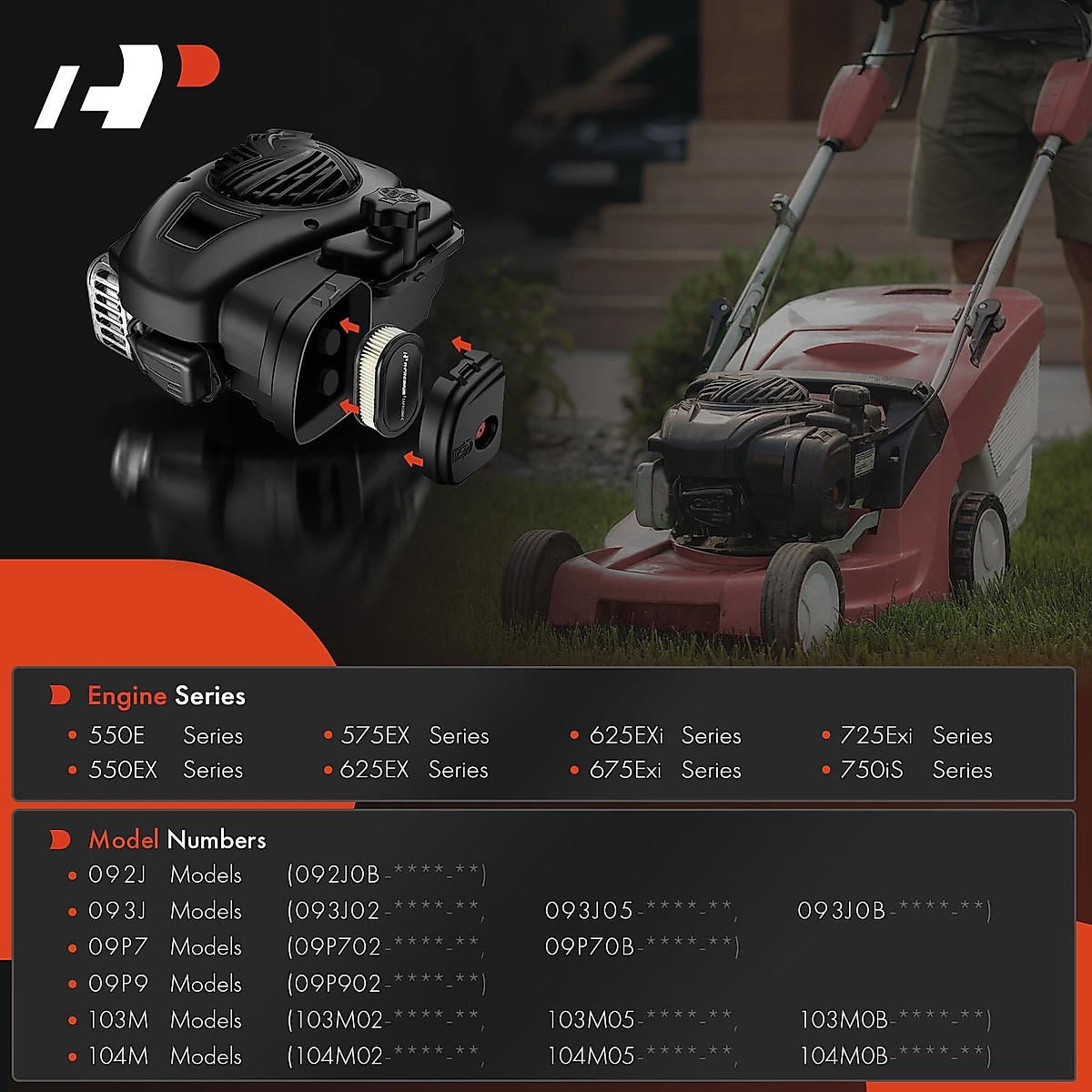 A-Premium 8-PC Engine Air Filter Air Cleaner Cartridge Filter - Compatible with Briggs & Stratton Engines - 550E 550EX 575EX 625EX 625EXi 675EXi 725EXi - Replaces 593260, 798452, Lawn Mower Air Filter