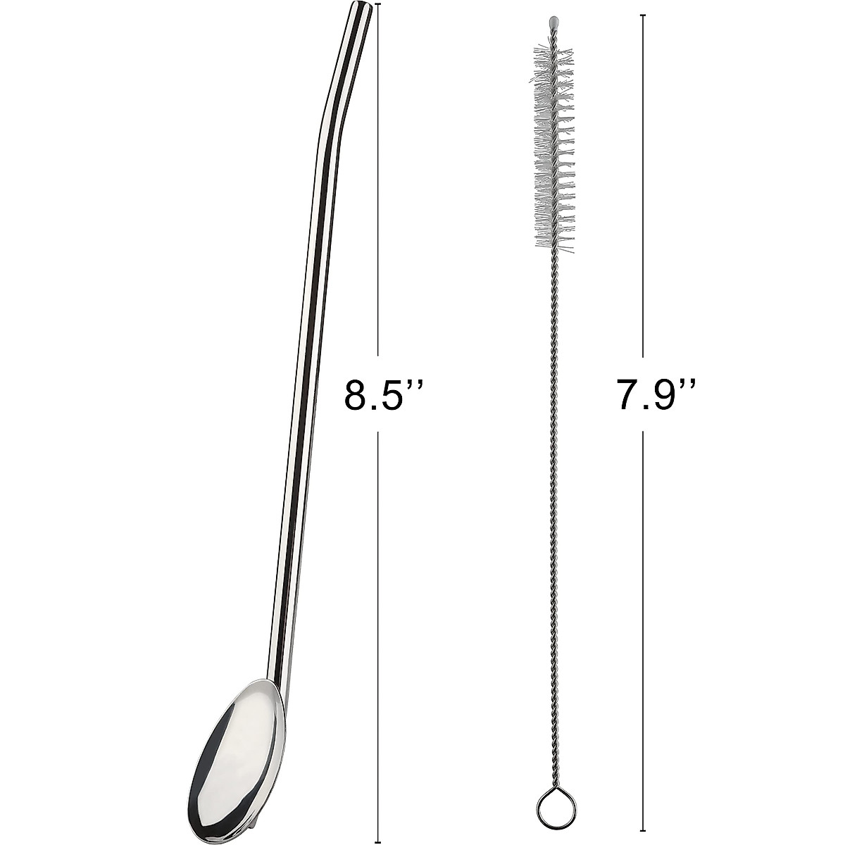 Ice Tea Spoons Long Stainless Steel Spoon Straw Bar Spoons Handle with Straw for Mixing Stirring Drinking (S-6)