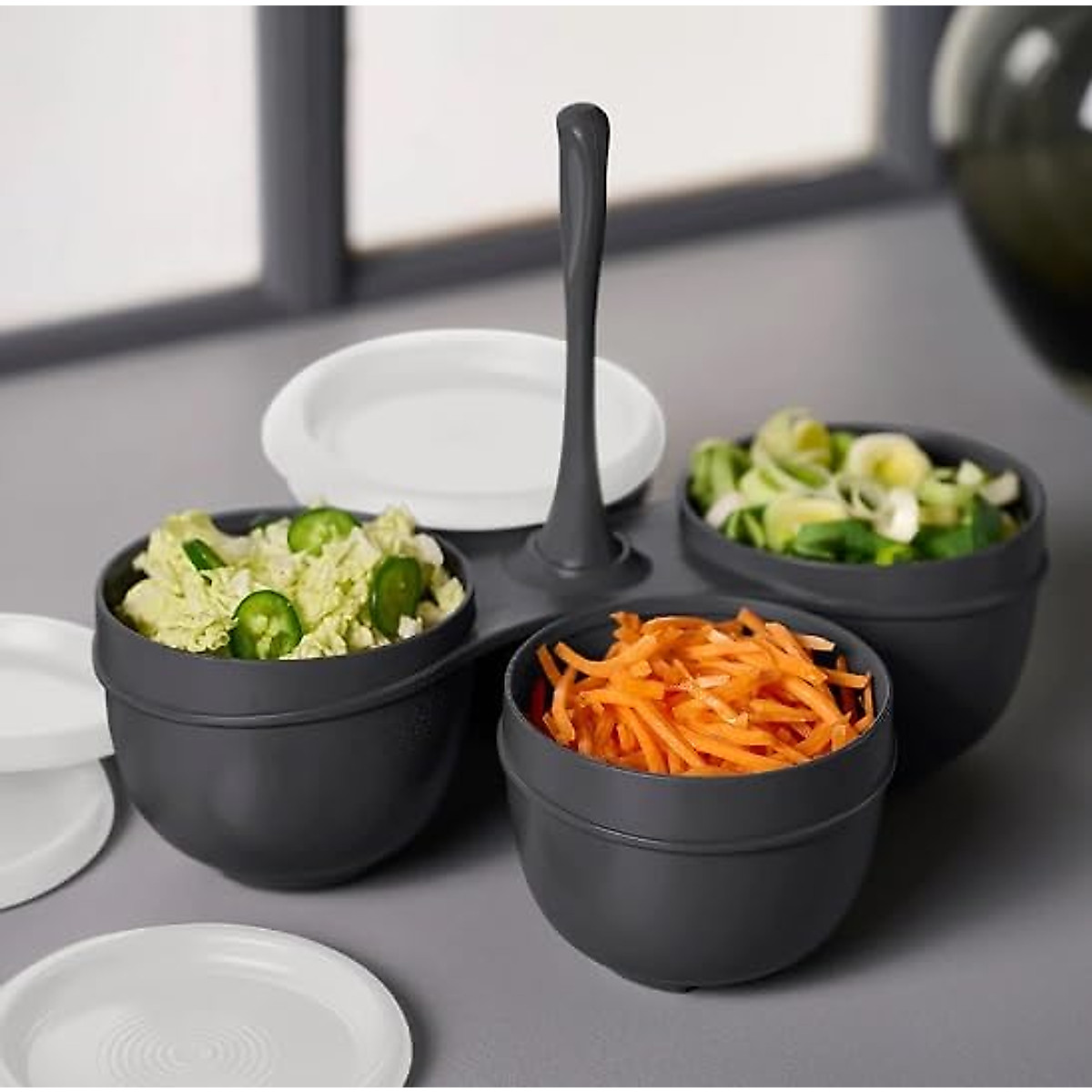 New Tupperware Tupperware Essentials Condiment Caddy 4 Bowls w/Handle Jam Server in Black