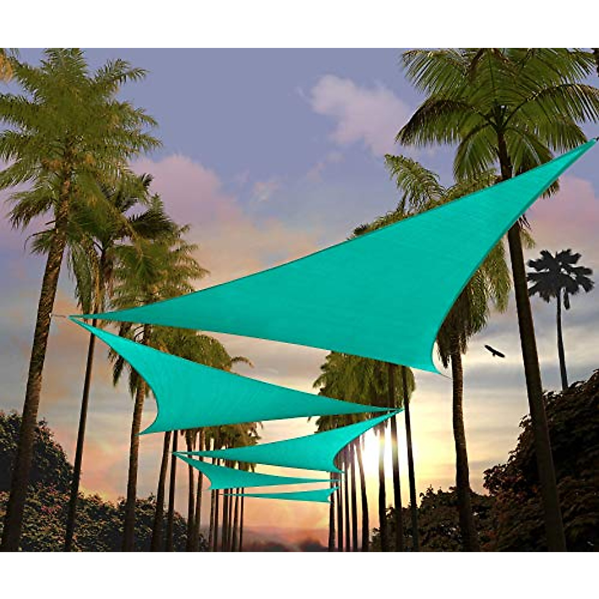 Amgo 18' x 18' x 18' Turquoise Triangle Sun Shade Sail Canopy Awning Shelter Fabric ATAPT18 - UV Block UV Resistant Heavy Duty Commercial Grade - Outdoor Patio Carport - (We Customize)