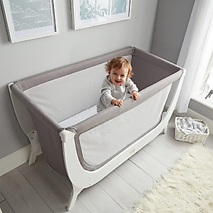 Beaba by Shnuggle Convertible Air Baby Crib, 2-in-1 Baby Bassinet to Baby Crib, Bassinet Bedside Sleeper, Baby Crib, Mini Crib, Newborn Sleepers, Grey