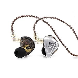 Linsoul KZ ZSX 5BA+1DD 6 Driver Hybrid in-Ear HiFi Earphones with Zinc Alloy Faceplate, 0.75mm 2 Pin Detachable Cable for Audiophile Musician (Without mic, Black)