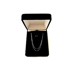 Jewelry Affairs 10k Real Solid Gold Mirror Box Chain Necklace, 0.6mm (20 Inches, White Gold)