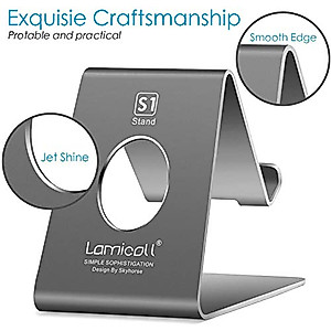 Lamicall Cell Phone Stand, Phone Dock : Cradle, Holder, Stand, Compatible with Phone 12 Mini 11 Pro Xs Xs Max Xr X 8 7 6 6s Plus 5 5s 5c All Android Smartphone Charging, Accessories Desk - Gray