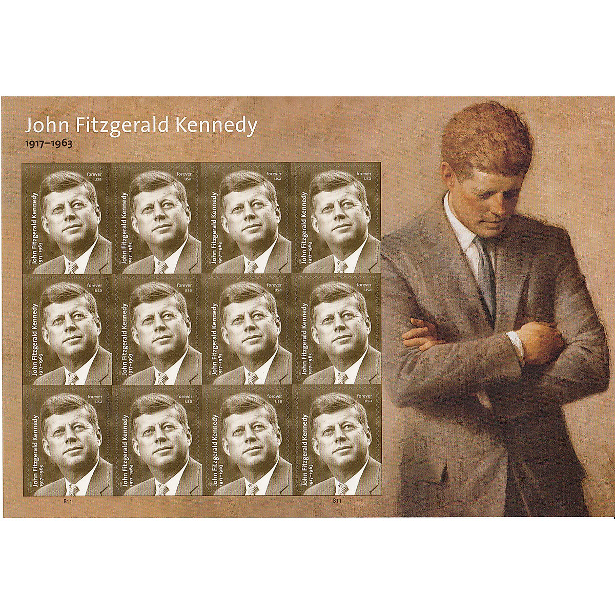 12 John Fitzgerald Kennedy JFK USPS 1 Ounce Forever Stamps First Class Postage (Sheet of 12 Stamps) (1 Pack)