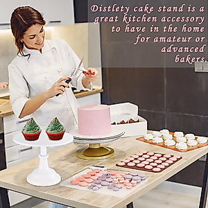 Distlety White Cake Stand 10 inch Round - Cupcake Stand - Metal Cake Holder Stand for Wedding Reception Birthday Party Graduation Ceremonies Family Gatherings and Other Events