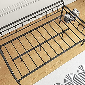 BOFENG Metal Daybed Frame Twin,Black Sofa Bed for Living Room Guest Room,Heavy Duty Steel Slats Support Platform Furniture,Platform Bed Frame with Storage No Box Spring Needed,Noise Free