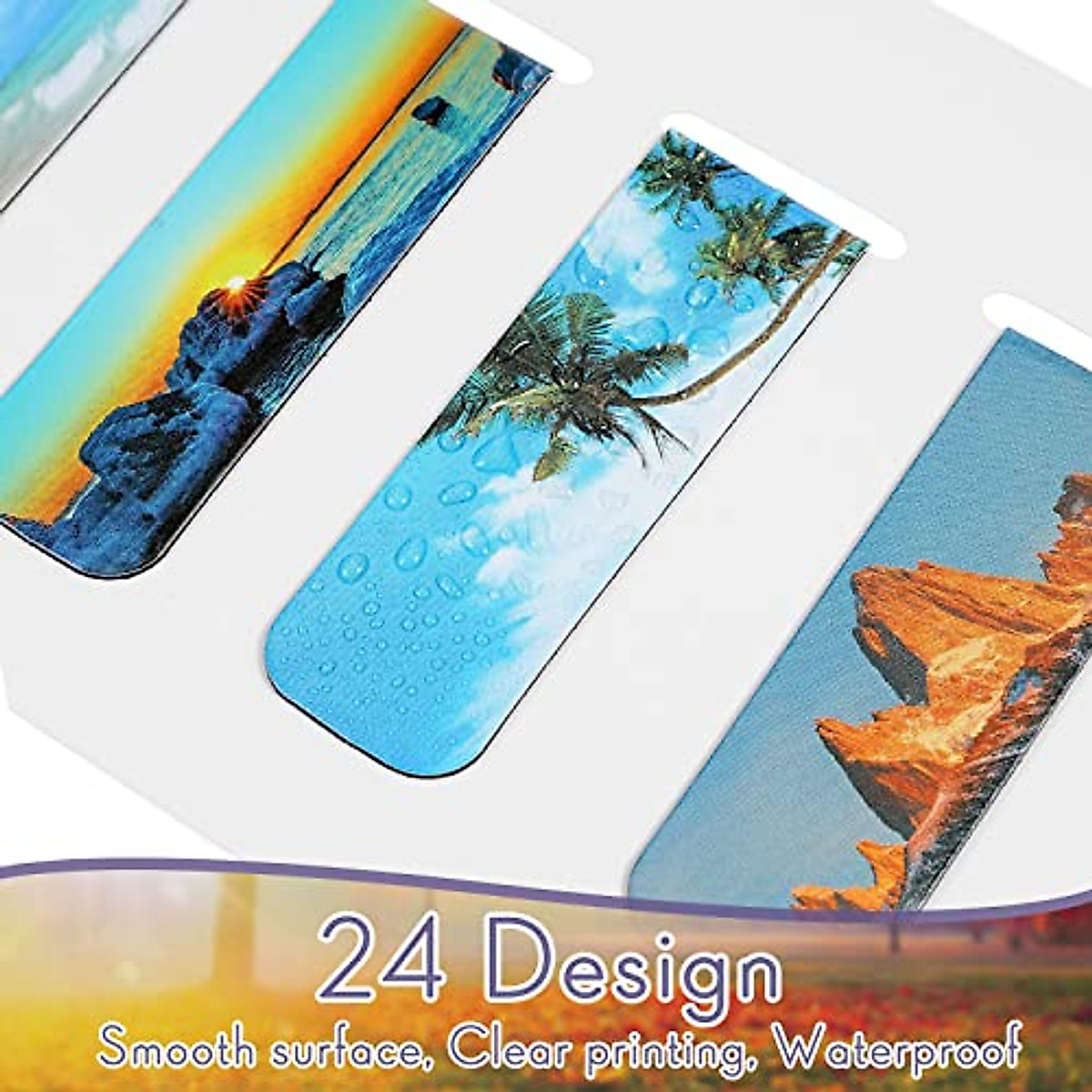 24 Pieces Magnetic Book Markers Adventure Magnetic Bookmarks Book Markers for Women Magnet Page Markers Set Book Marks for Book Lovers Assorted Book Marks for Students Reading, Teachers, Landscape