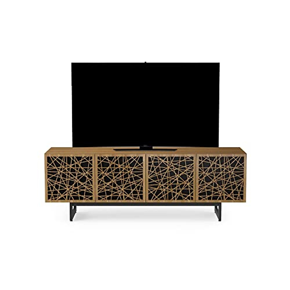 BDI Furniture Elements Quad Cabinet Ricochet Doors, Media Base, Walnut Finish