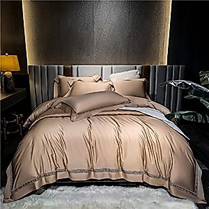UpcoT Long Staple Cotton Hollowed Out Four-Piece Set Cotton Sateen Sheet Bed Cover Wide Brim Series (Color : D, Size : 220 * 240cm)