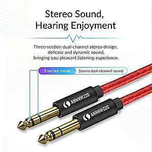 ANNNWZZD 6.35mm(1/4) TRS to 6.35mm(1/4) TRS Stereo Audio Cable 6 Foot Male to Male -(6ft/6FT)