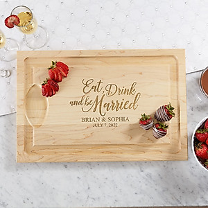 Let's Make Memories Personalized Eat, Drink and Be Married Wooden Cutting Board – For Weddings
