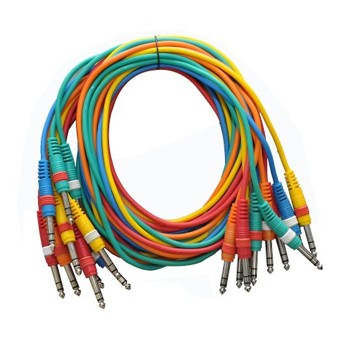 Seismic Audio - SASPC5-10 Pack 5' TRS Jumper Patch Cables - Multiple Colored Cords