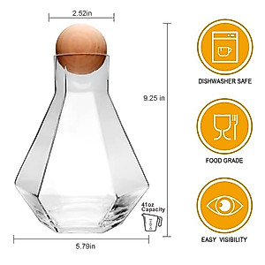 Cadamada Wine Decanter,Diamond Carafe Set with Cork Ball Stopper,Delicate Decanter Set for Tequila, Brandy, Scotch & Vodka, Gifts, Bar & Party Decorations