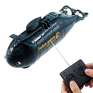 Tipmant Mini Remote Control Nuclear Submarine Toy RC Boat Electronic Water Kids Birthday Gifts (Blue)