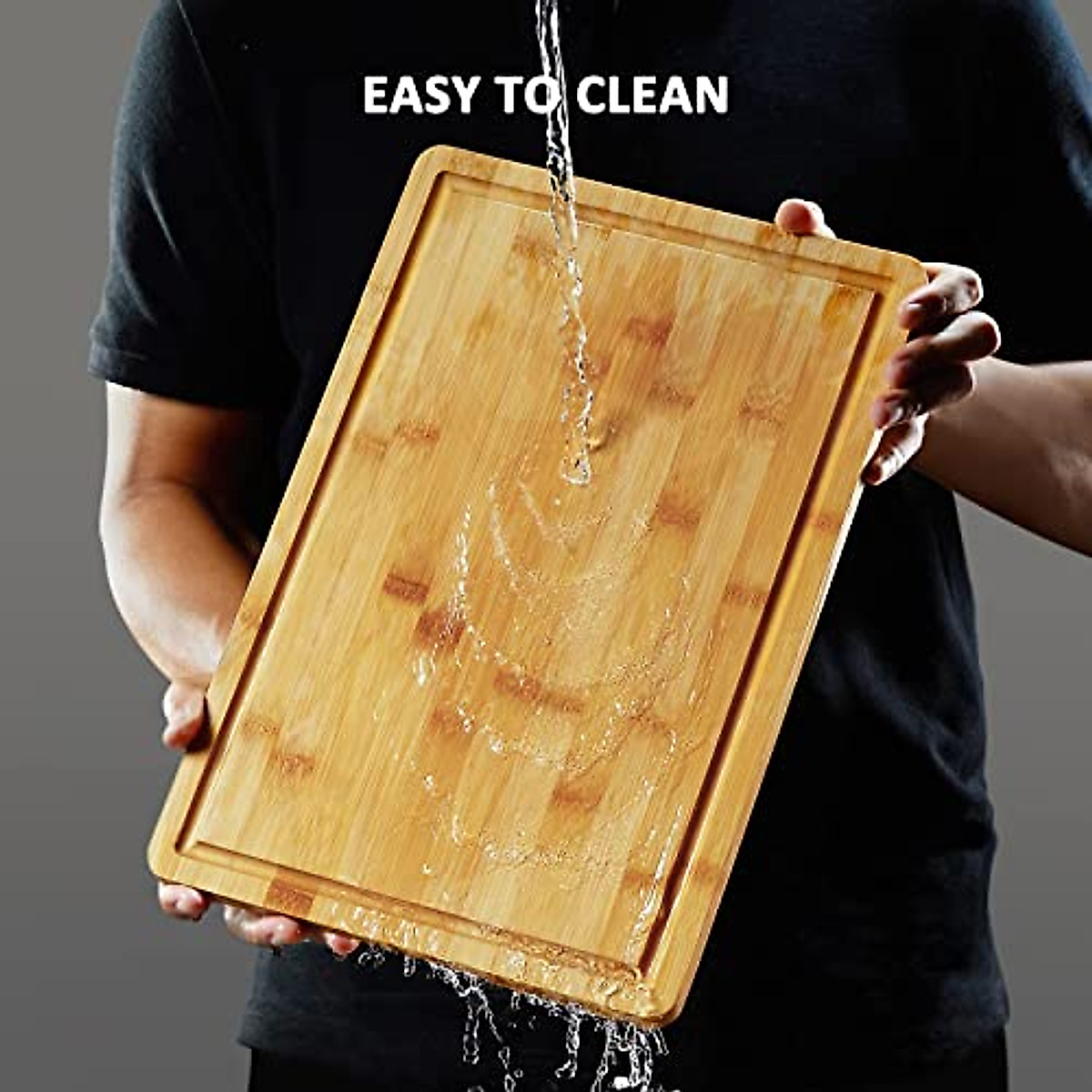 Bamboo Cutting Board Set, Wood Cutting Boards for Kitchen, Chopping Board Set with Juice Groove, Heavy Duty Charcuterie Boards for Meat (Butcher Block) Cheese, Large Cutting Boards (5-Pieces)