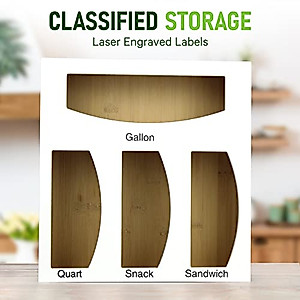 Neat Freak Baggie Organizer Dispenser – 4-in-1 Ziploc Bag Storage Organizer for Drawer – Bamboo Baggie Organizer For Wall– Ziploc Bag Organizer for Quart, Snack, Gallon, Sandwich - White Color.