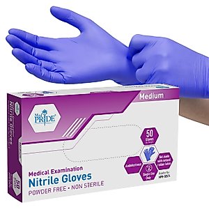 MED PRIDE Nitrile Medical Exam Gloves X-Large [Box of 50]- Disposable Powder & Latex-Free Surgical Gloves For Doctors Nurses Hospital & Home Use