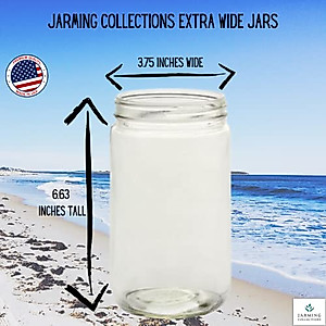 Jarming Collections Glass Extra Wide Mouth Quart Storage Jars 32 oz with Lids - BPA Free Plastic Storage Lids - Made in USA - Quart Glass Jars 32 oz with Lids (Set of 2)