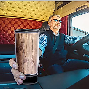 Wood Grain by Spit Bud - The Ultimate Spittoon for Chew - Portable Dip & Snuff Cup with Lid, Pop Tab, Spill-Proof Funnel, Can Cutter & Holder - Fit in Cup Holders - Holds 8oz - Made in USA
