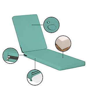 Elvoki Chaise Lounge Outdoor Patio Furniture Cushions | 72x21 Water-Resistant Patio Chair Cushions | Durable, High-Density Foam Outdoor Chair Cushions for Pool Lounge Chairs (Teal)