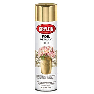 Krylon Premium Metallic Spray Paint Resembles Actual Plating, Gold Foil, 8 oz