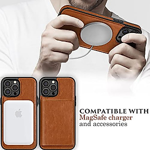 LOHASIC for iPhone 14 Pro Max Wallet Case, 6 Card Holder, Detachable Magnetic Back, Compatible with Mag-Safe, Vintage Leather Fancy Credit Slot Phone Cover for Men Women, 6.7 Inch, 5G, 2022 - Brown