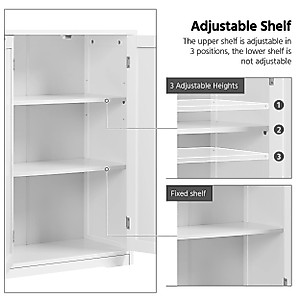 Yaheetech Wooden Bathroom Floor Cabinet, Side Storage Organizer Cabinet with 4 Drawers & Double Doors, Freestanding Entryway Storage Unit Console Table, Bathroom Furniture Home Decor, White